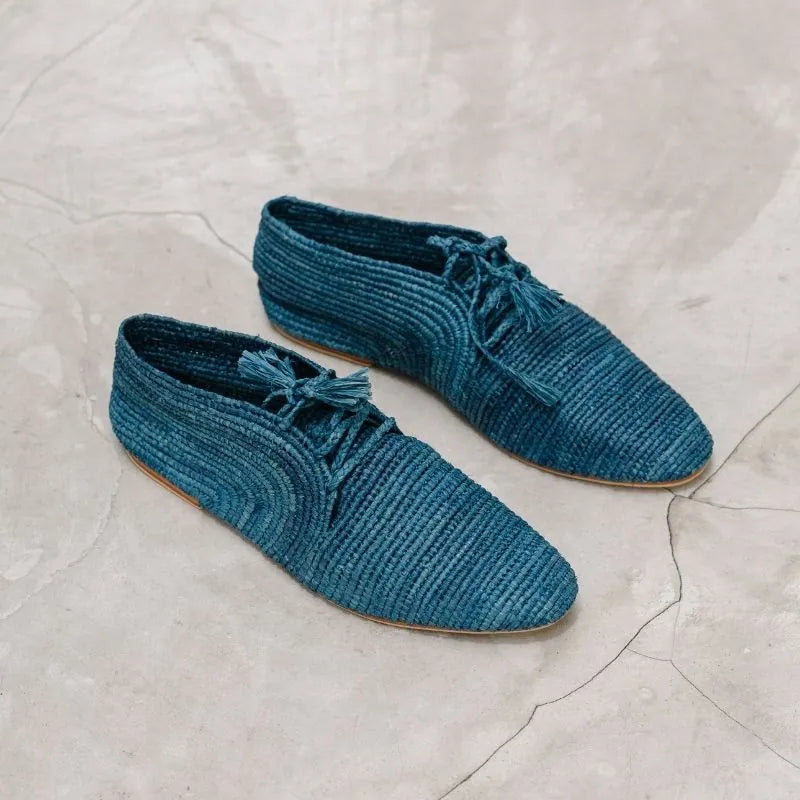 Agizul Blue Natural Men's Shoes | Bulibasha Luxury Handmade Footwear