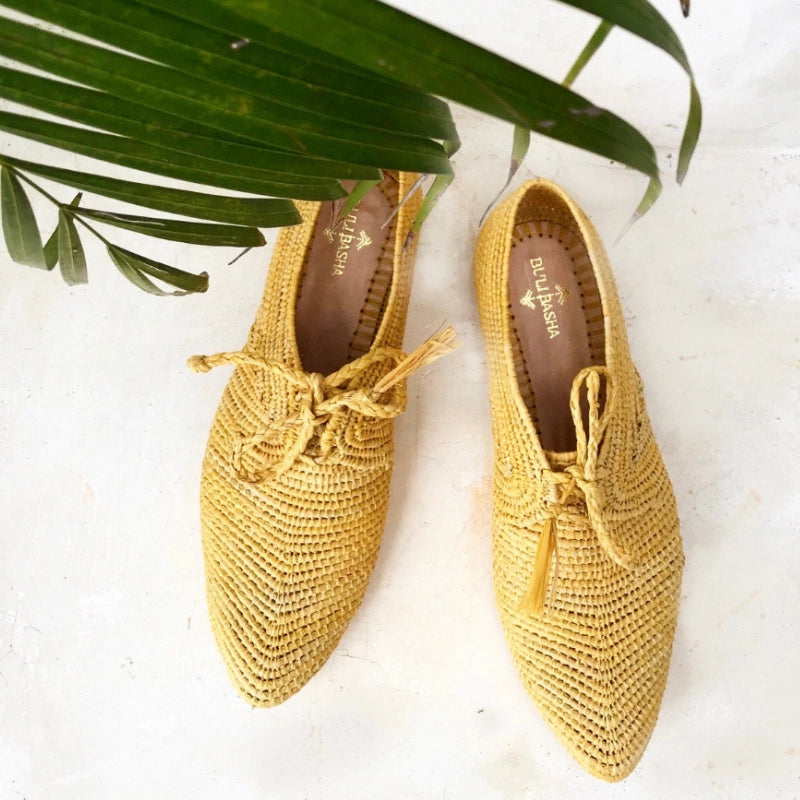 Takama Yellow Natural Shoes | Bulibasha Luxury Handmade Shoes for Women